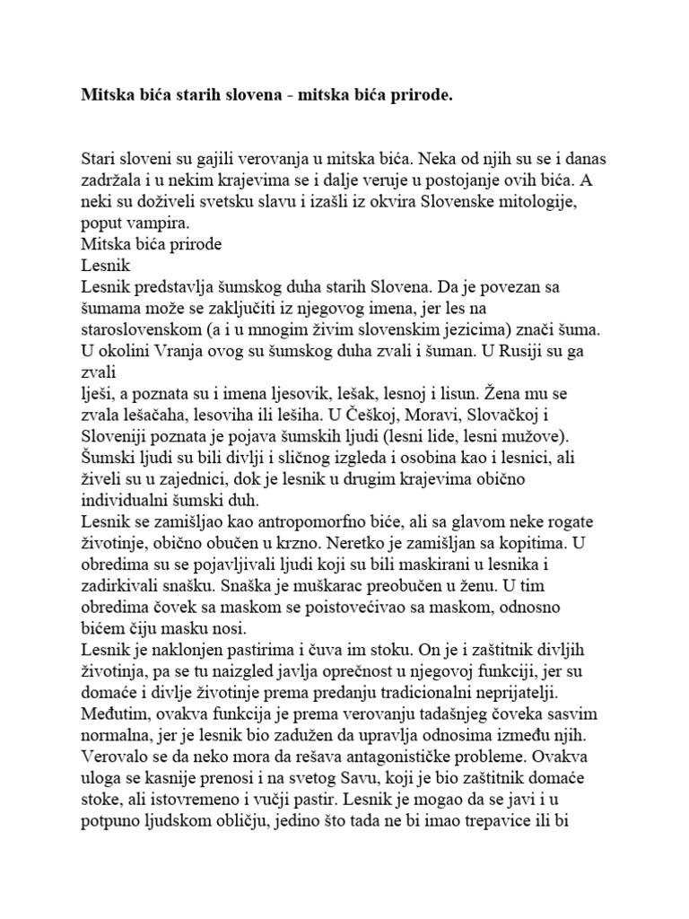 Mitska Bića Starih Slovena | PDF