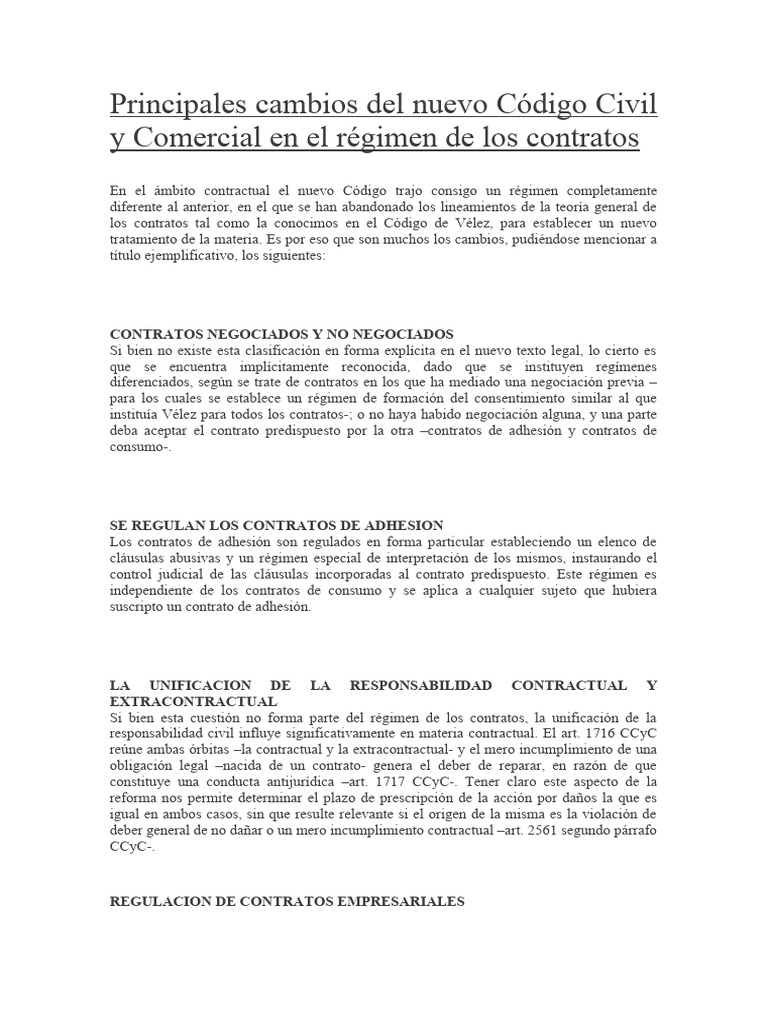 Principales cambios del nuevo Código Civil y Comercial en el régimen de ...