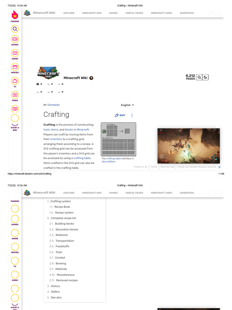 Crafting - Minecraft Wiki | PDF | Minecraft