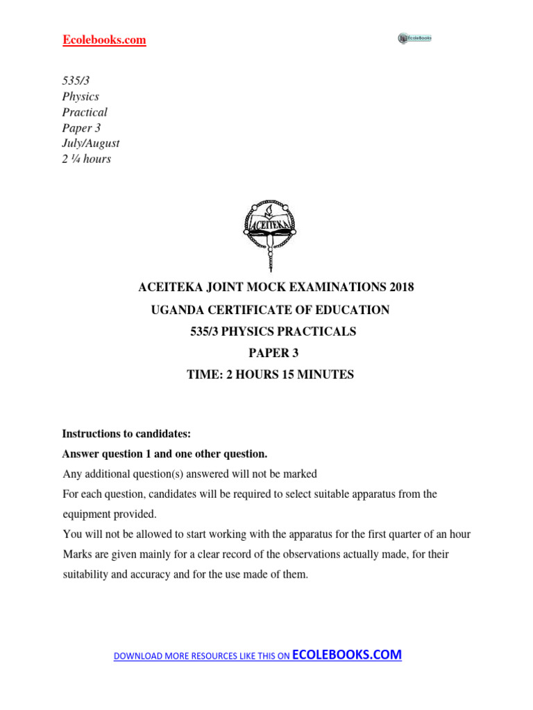 S4 2018 Physics P3 | PDF | Pendulum | Metrology