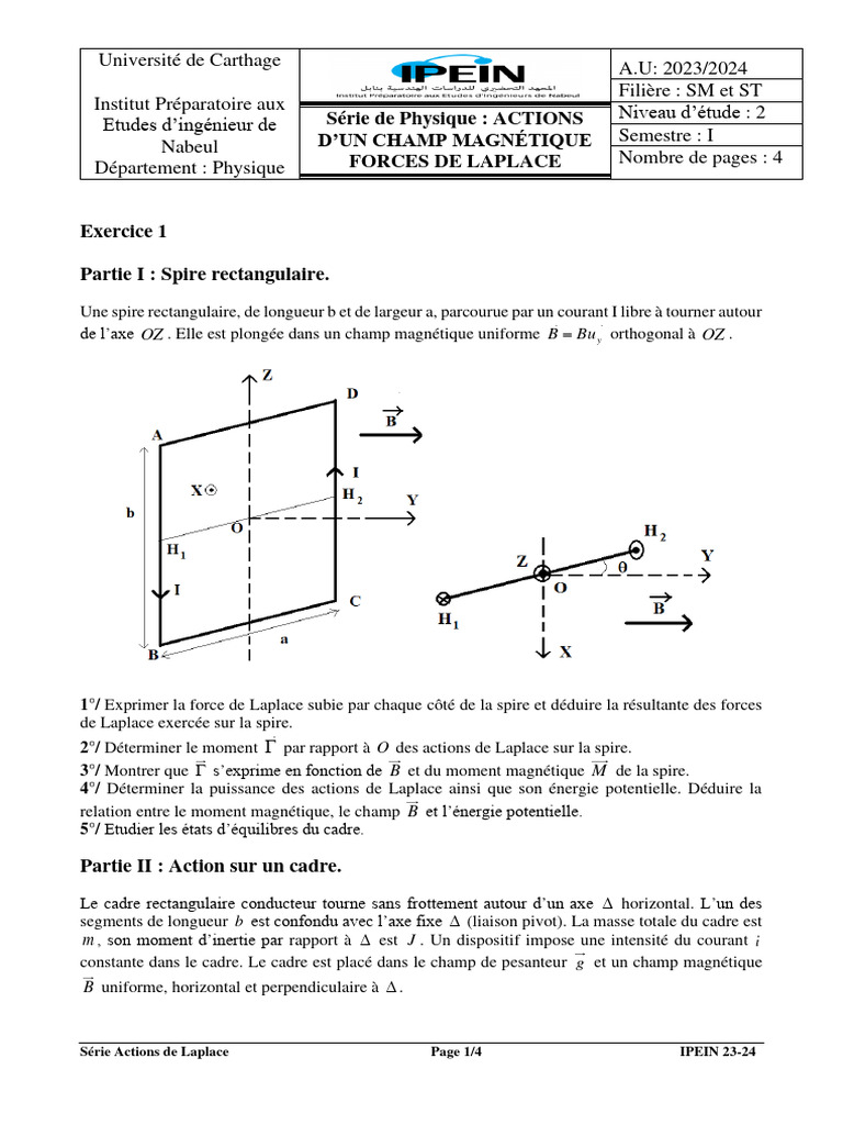 Actions de Laplace en Physique Magnétique | PDF | Champ magnétique ...