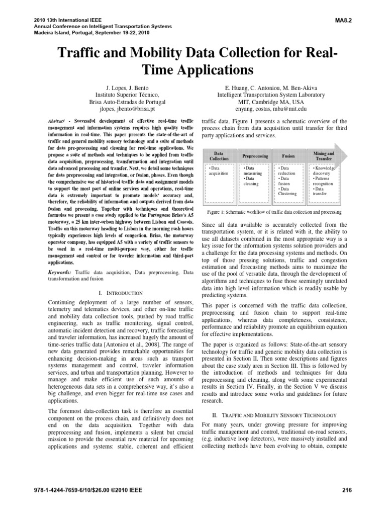 Traffic and Mobility Data Collection For Real Time Applications | PDF