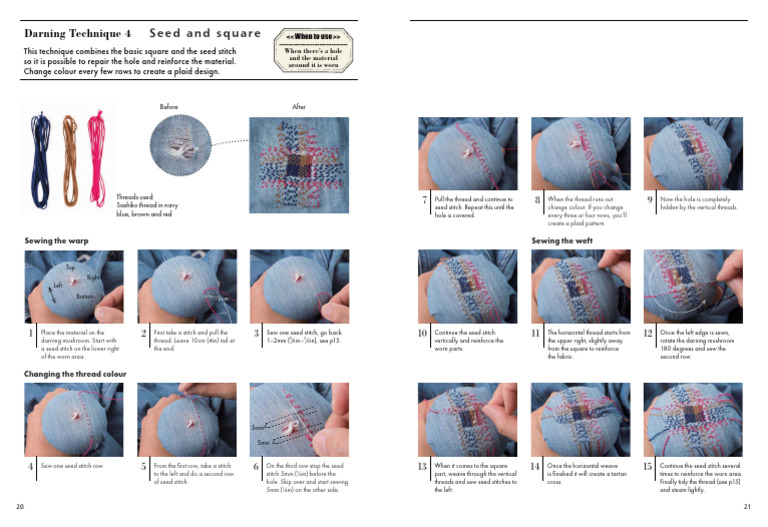 Article 5503 Seed Square Darning Method | PDF | Sewing | Weaving
