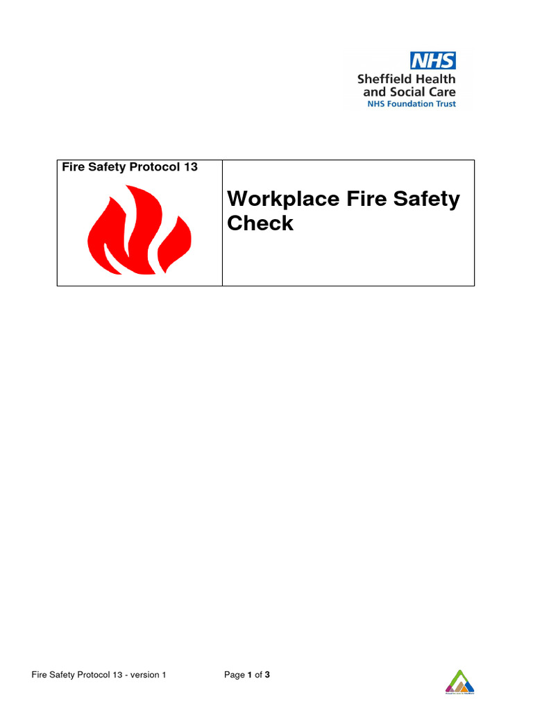 Fire Safety Protocol 13 - Workplace Fire Safety Check | Download Free ...