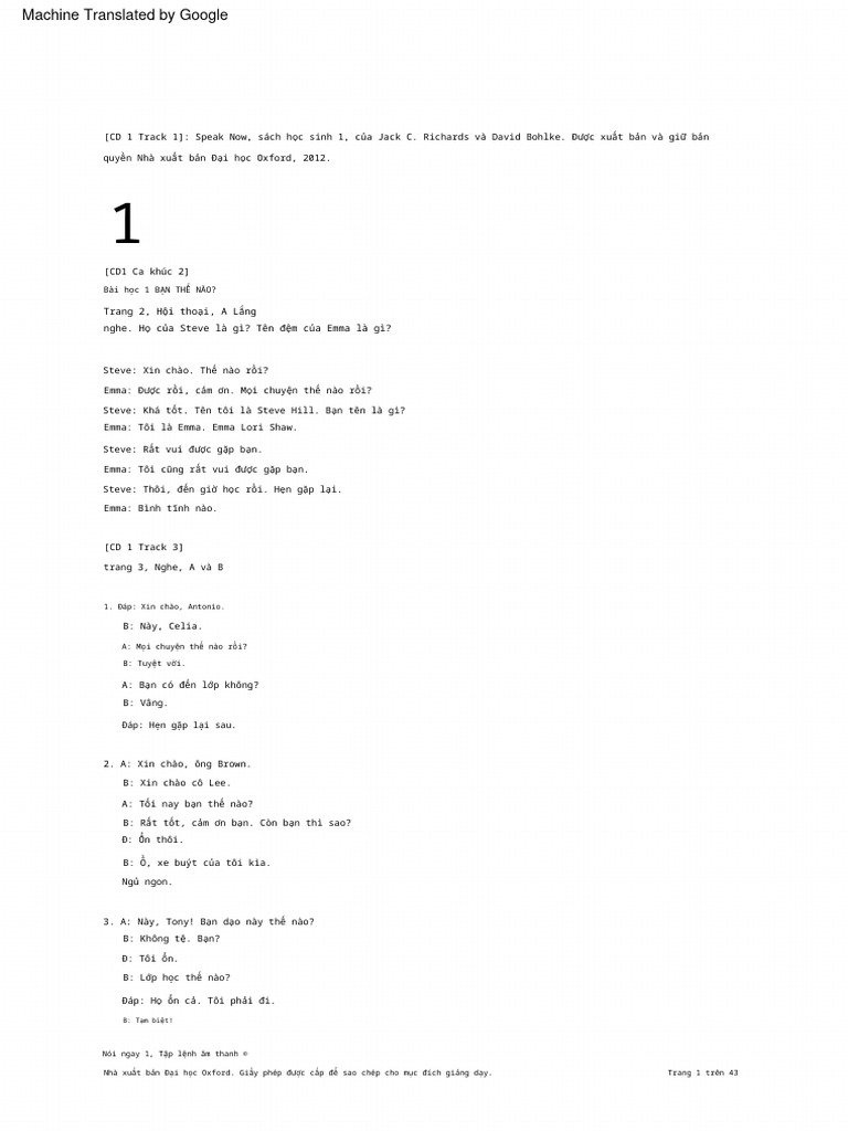 Speak Now 1 Class Audio Script | PDF