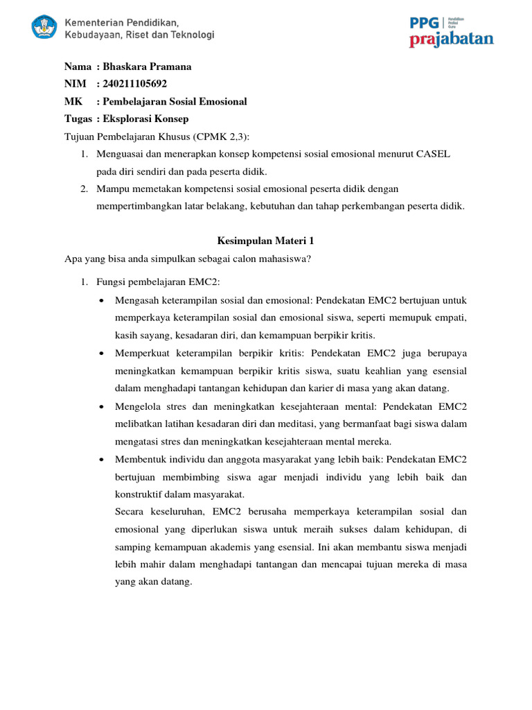 Kesimpulan Materi 1 - Eksplorasi Konsep (Slide 8) Topik 2 PSE (Bhaskara Pramana) | PDF