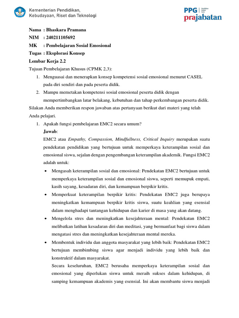 LK 2.2 Eksplorasi Konsep (Slide 7) Topik 2 PSE (Bhaskara Pramana) | PDF