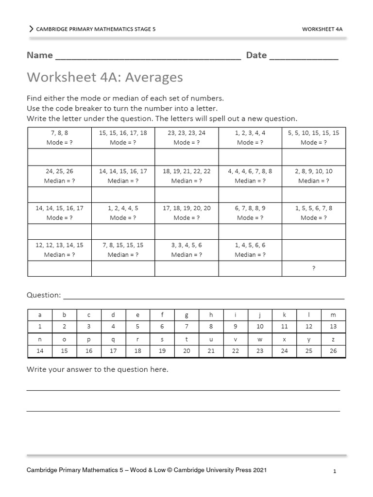 P5 Average Worksheet | PDF
