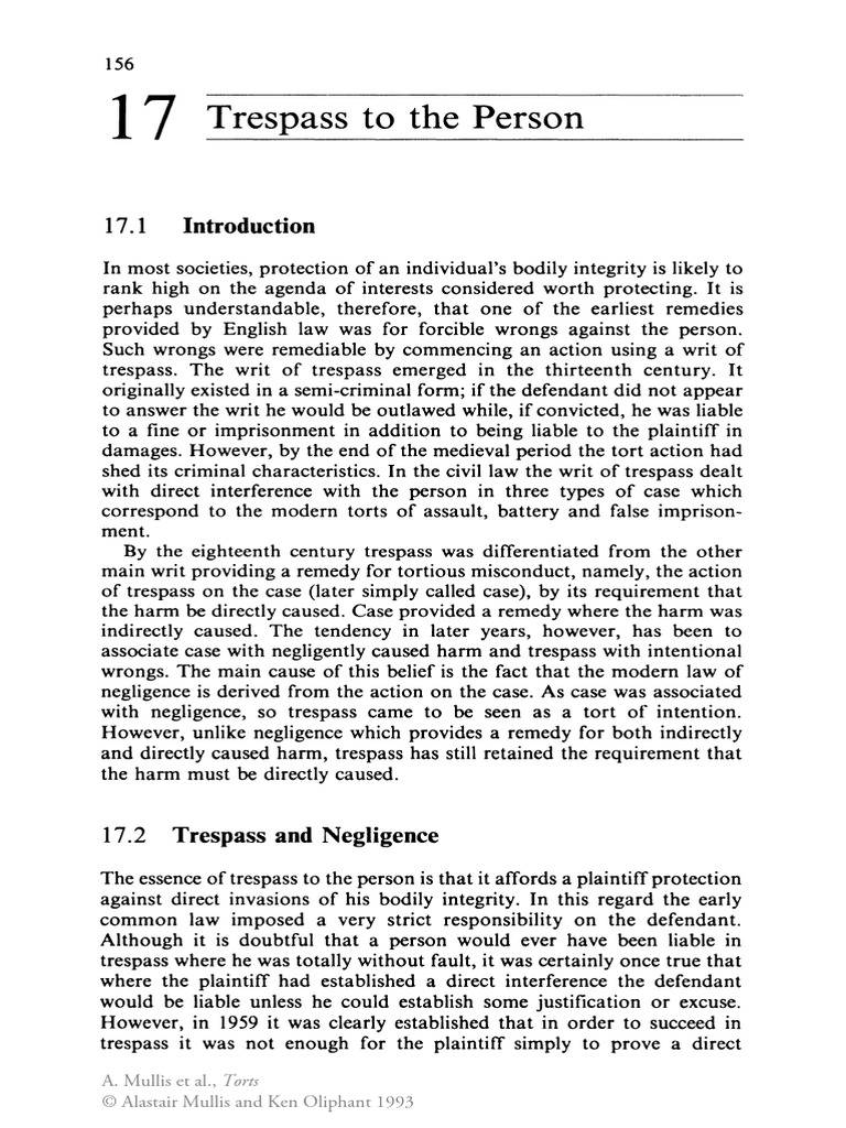 TressPass To Person | PDF | Trespass | Negligence