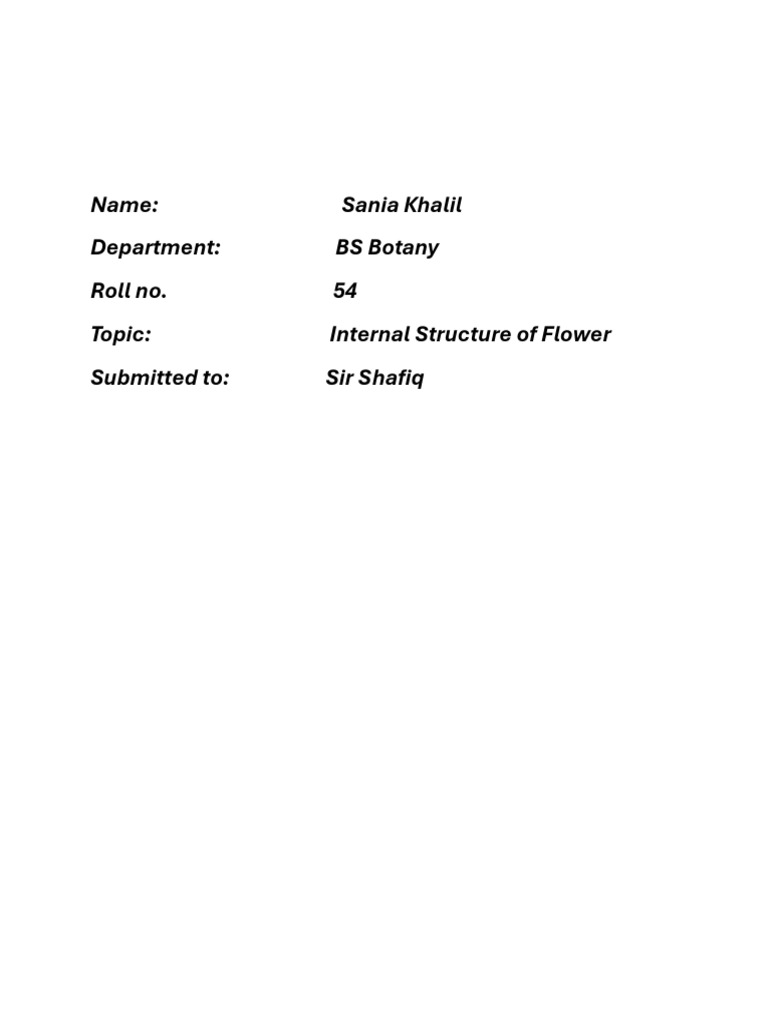 Sania Khalil (Roll No.54) Assignment | PDF | Flowers | Pollination