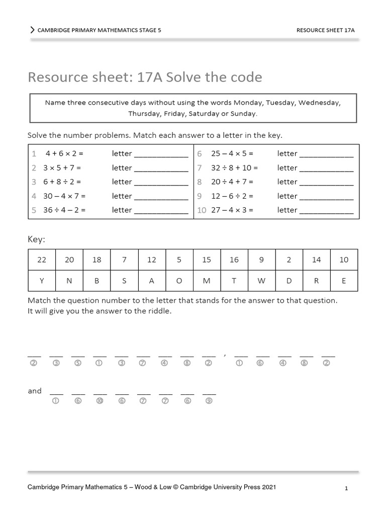 P5 Maths Unit 17 Solving The Code | PDF