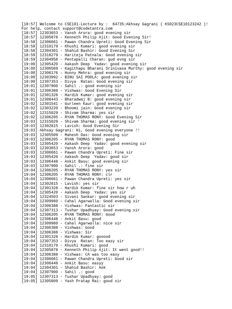 CSE101 Lecture Chat Transcript | PDF | Computer Libraries | Computing