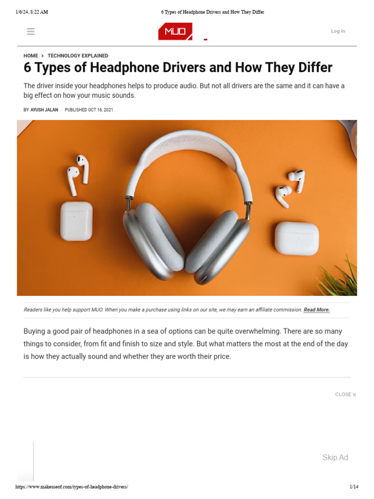 6 Types of Headphone Drivers and How They Differ | PDF | Headphones ...