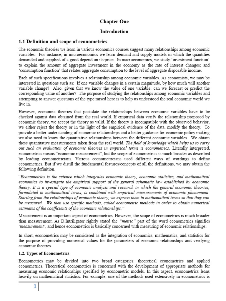 Econometrics Handout by Moti D | PDF | Econometrics | Economics