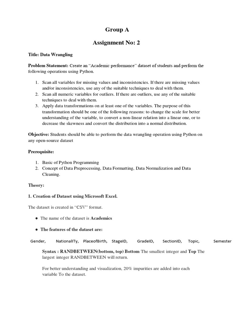 Group A Assignment No2 Writeup | PDF | Outlier | Mean