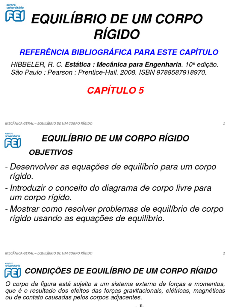 Aula 2 - Estática - Equilíbrio de Um Corpo Rígido | PDF | Equilíbrio ...