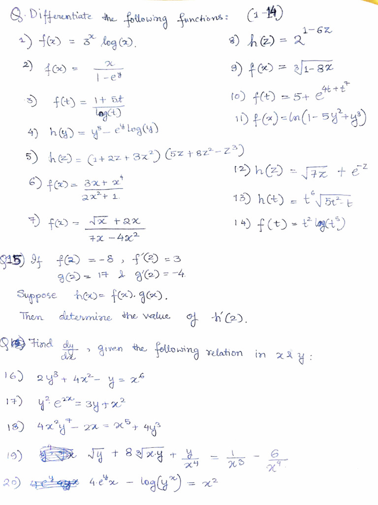 Differentiation Practice Problems - 1 | PDF