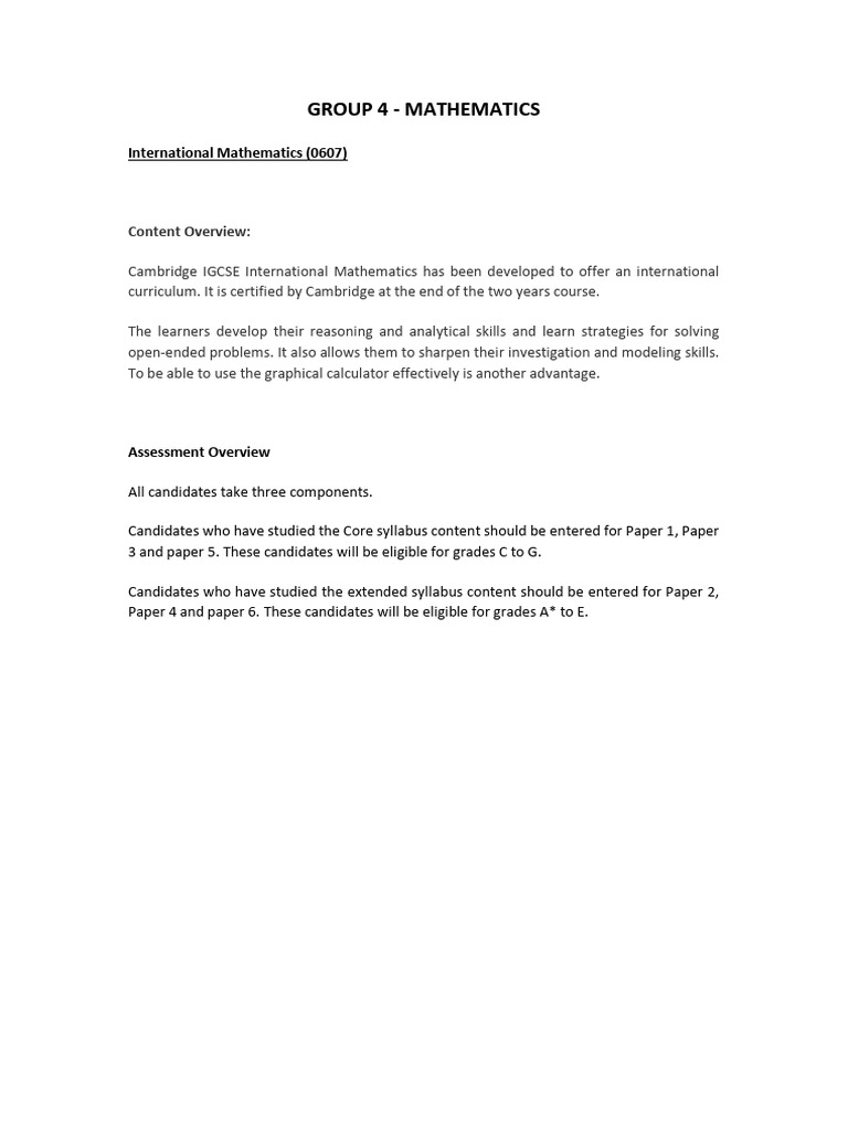 Group 4 Mathematics | PDF