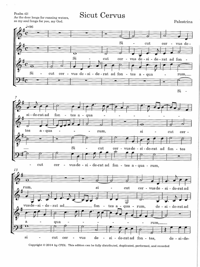 Palestrina- Sicut Cervus | PDF