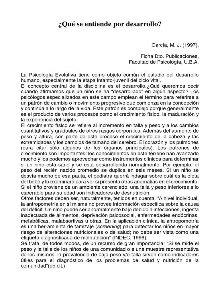 Qué Se Entiende Por Desarrollo | PDF | Cerebro | Sicología