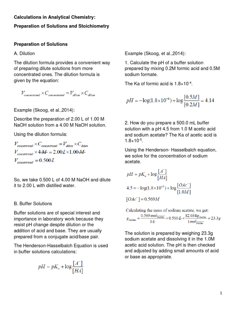 Calculations in Analytical Chemistry 2 | PDF | Chemistry | Analytical ...