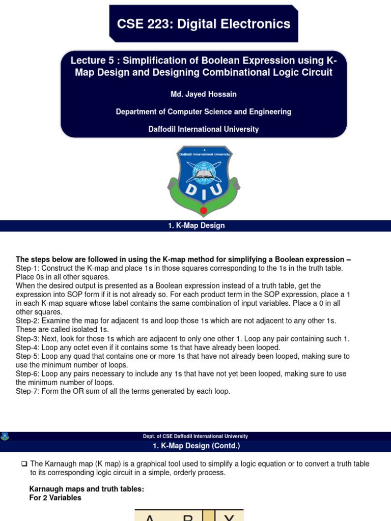 K-Map and Designing Combinational Logic Circuit | PDF | Mathematical Logic | Mathematics