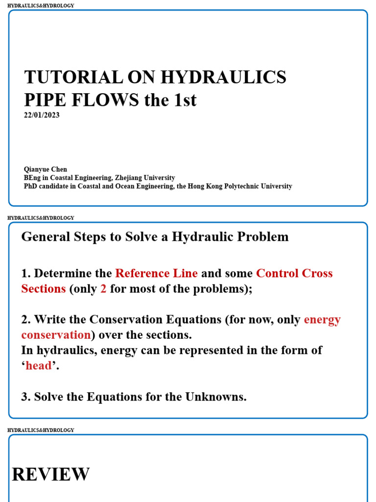 Hydrau Tutorial 1st | PDF | Hydrology | Physical Phenomena