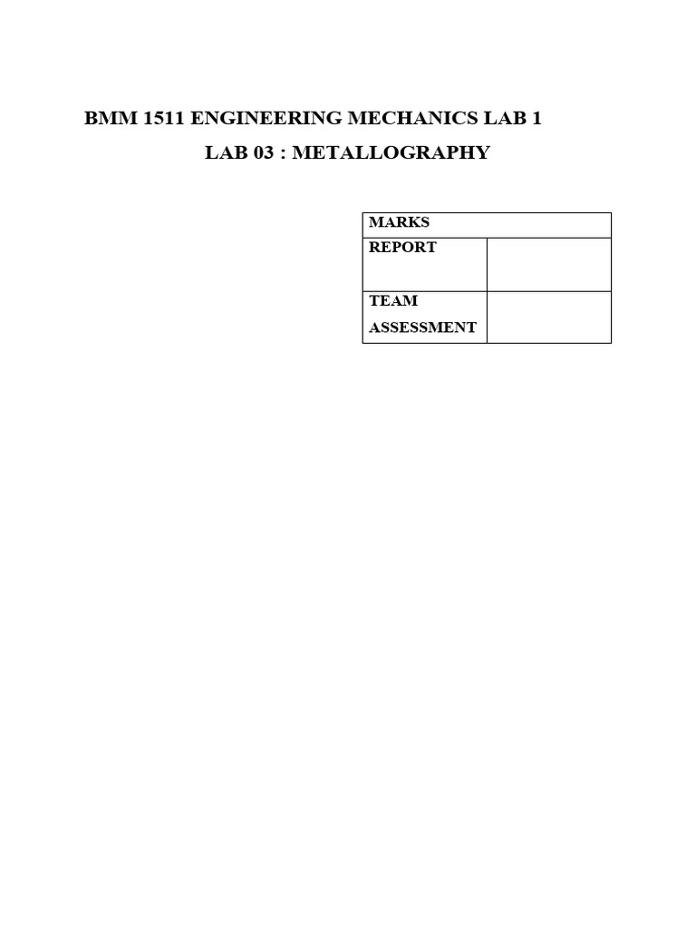 BMM 1511 - Engineering Mechanics Lab 1 | PDF | Plasticity (Physics ...