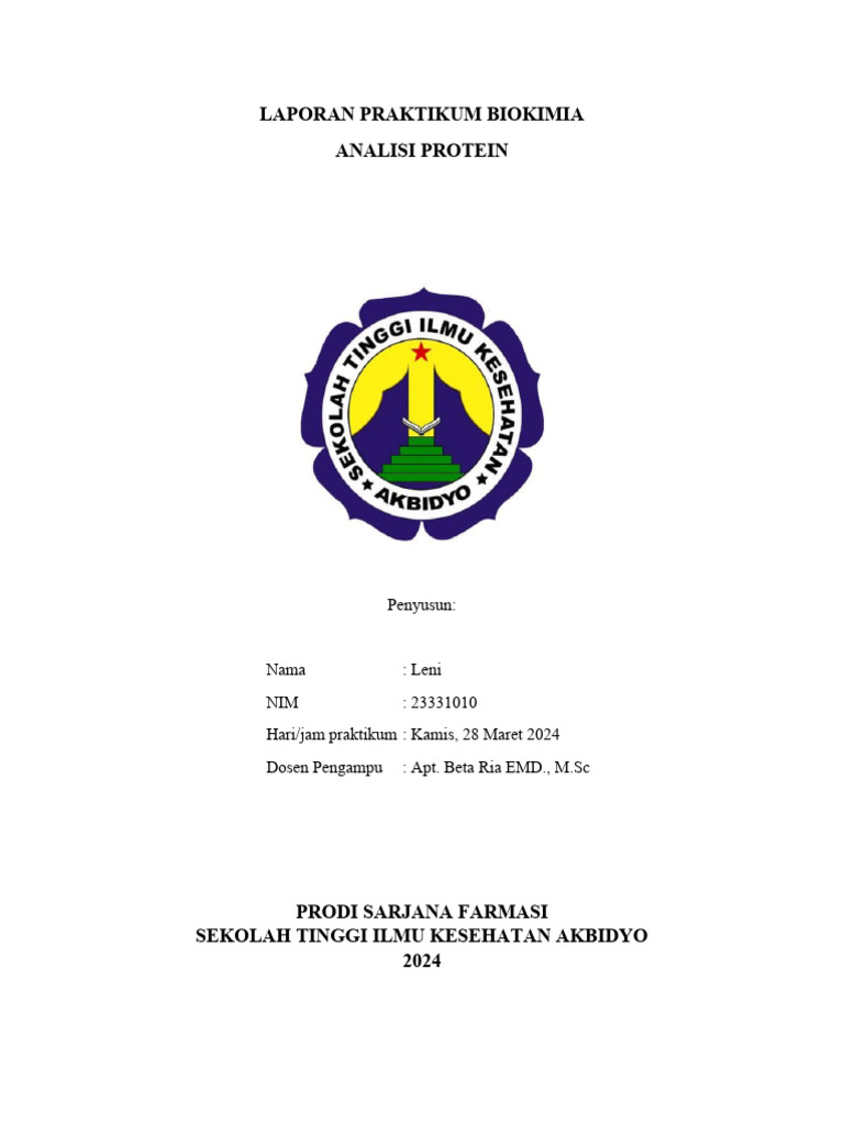 Laporan Praktikum Biokimia | PDF | Kesehatan Holistik