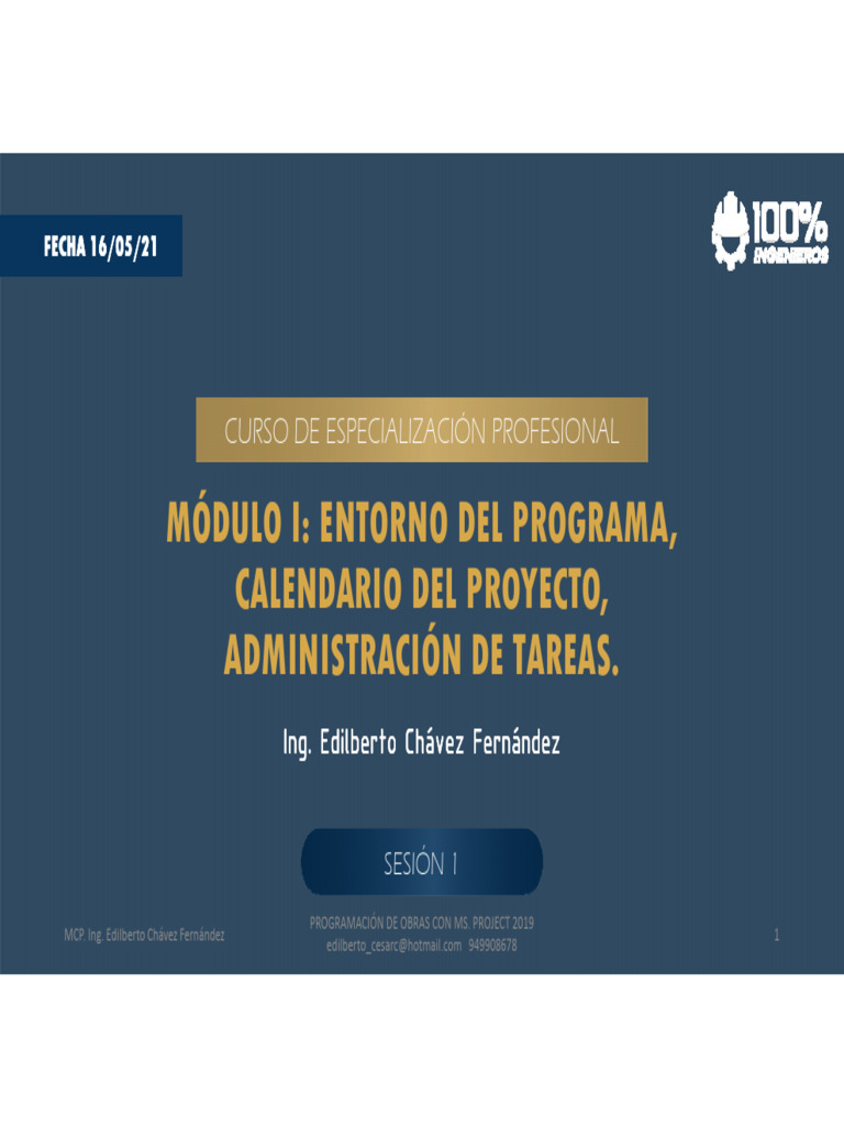 Sesión 01-Entorno Del Programa, Calendario Del Proyecto, Administración ...