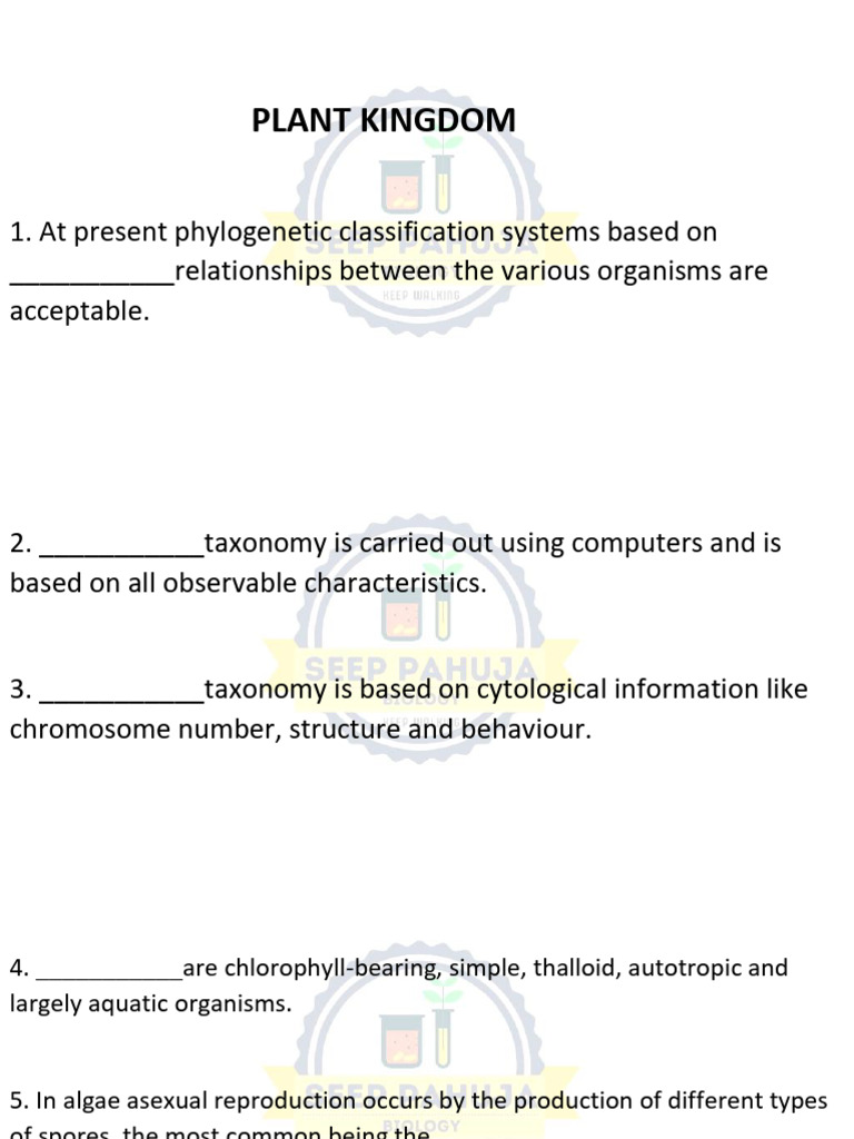 Plant Kingdom Classification Guide | PDF | Botany | Plants