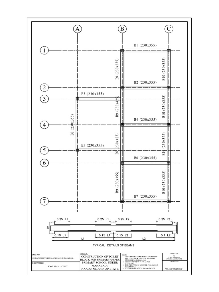 Roof Beam Layout for Toilet Block | PDF | Structural Engineering ...