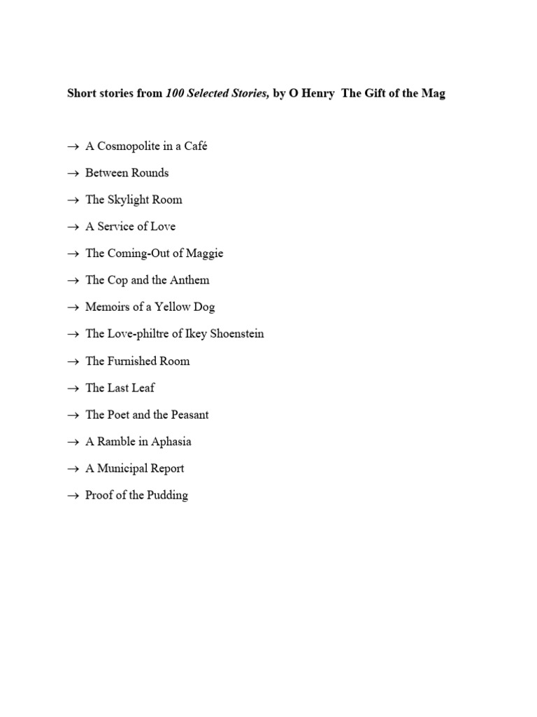 Short Stories Project | PDF