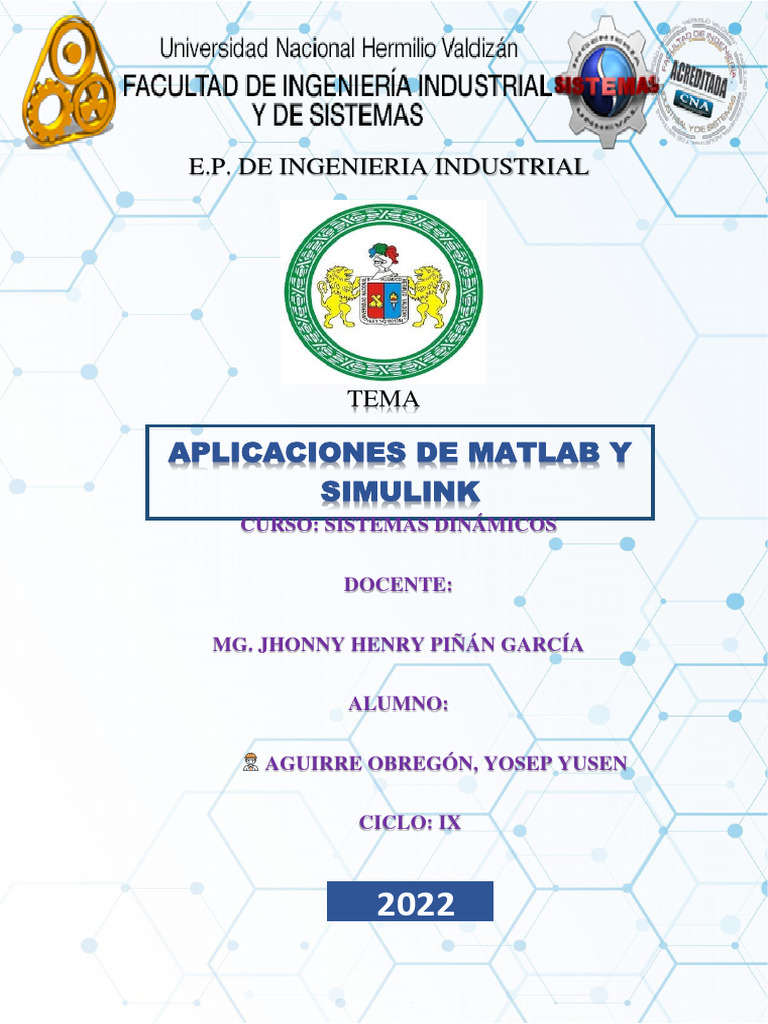 Aplicaciones de Matlab y Simulink | PDF | Ecuaciones | Sistema no lineal