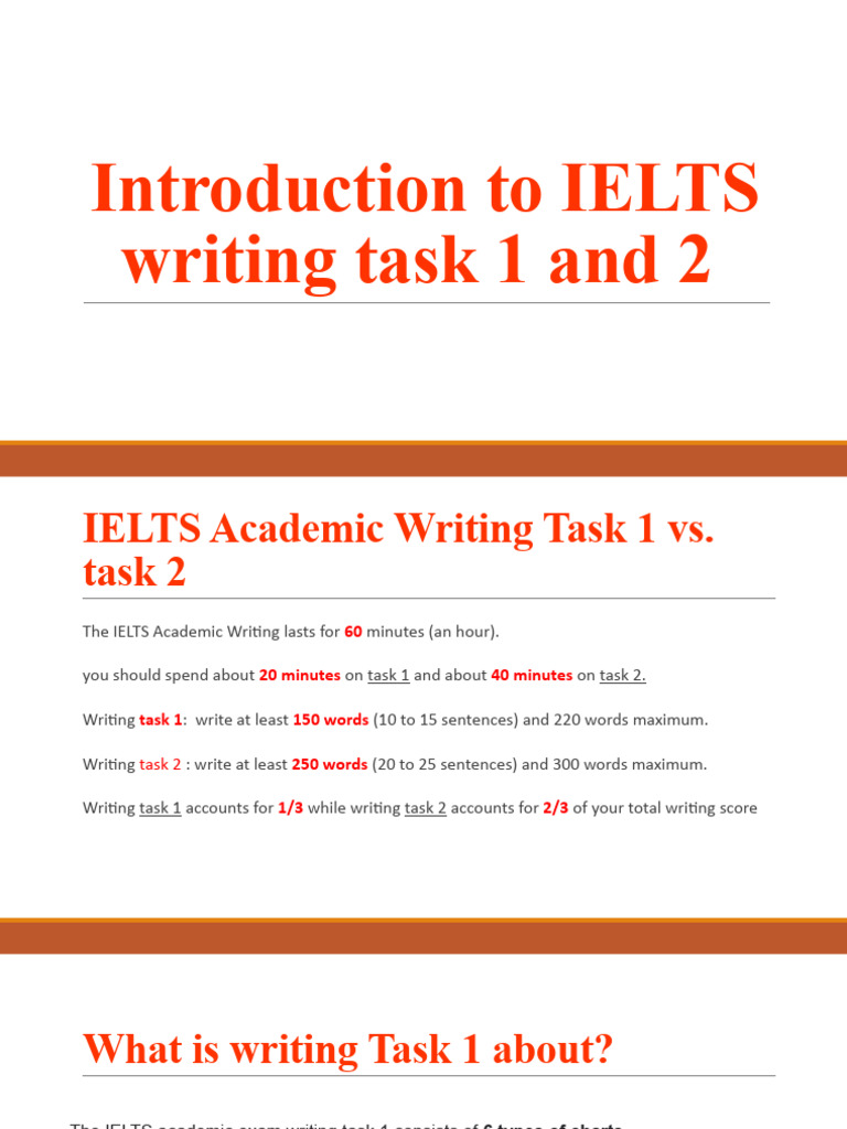 Introduction To IELTS Writing Task 1 and 2 | PDF | Chart | Pie Chart
