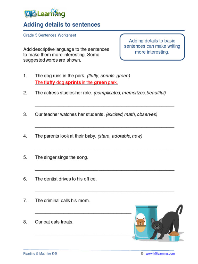 Adding Details To Sentences Worksheet | PDF