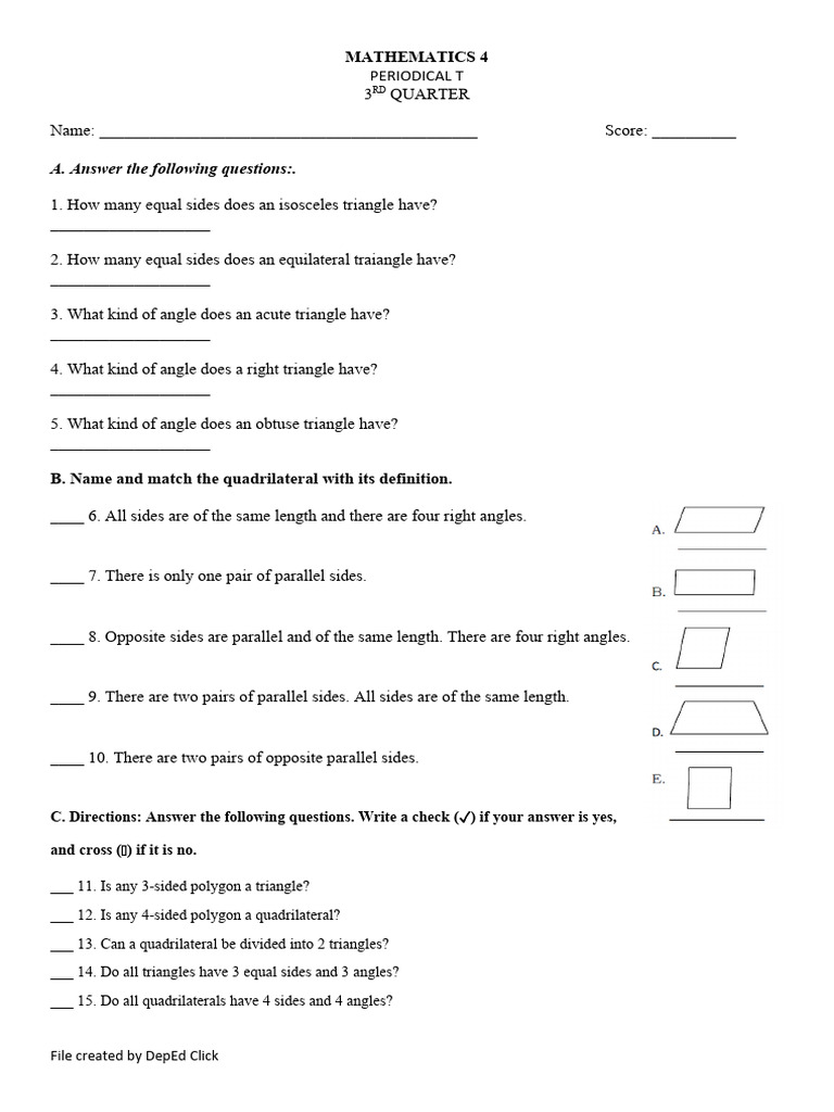 Math4 ST2 Q3 | PDF | Language Arts & Discipline | Foreign Language Studies