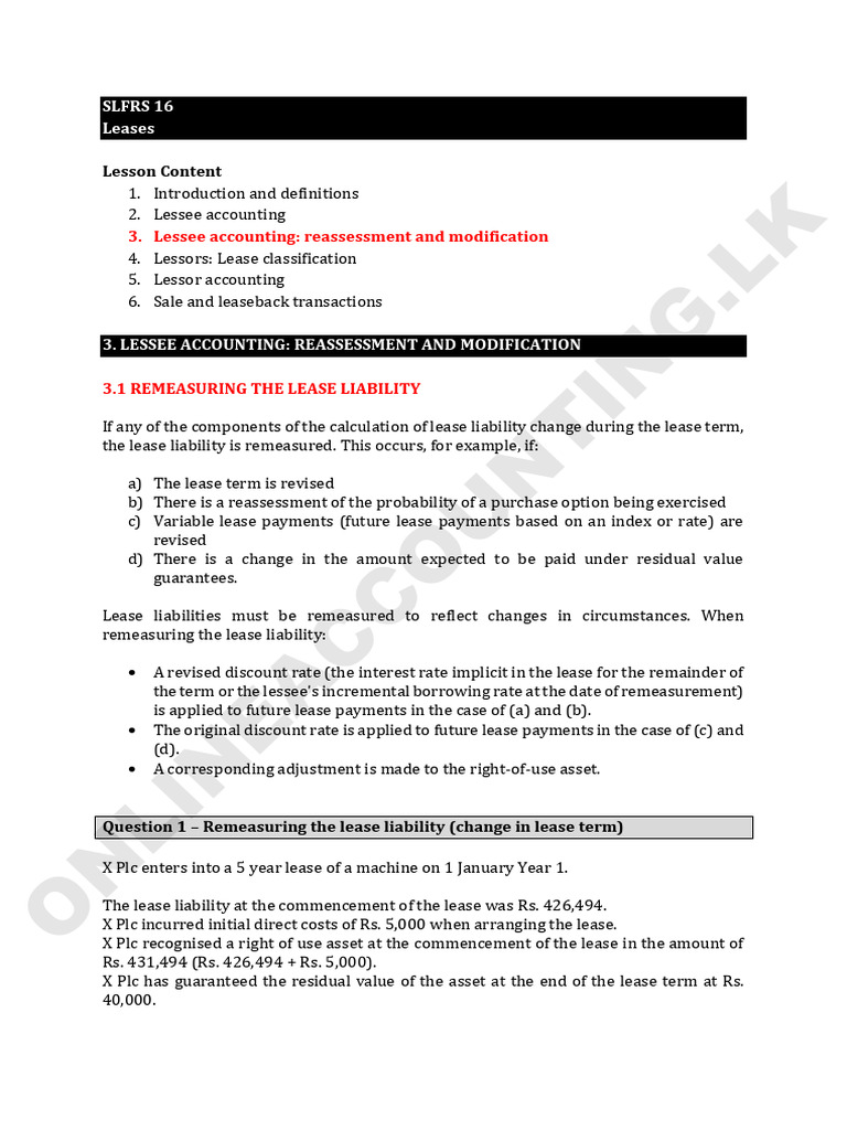 Lease Liability Remeasurement vs Modification | PDF | Lease | Discounting