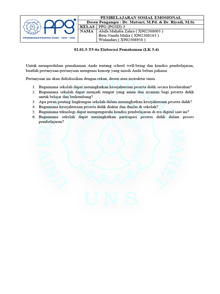 02.01.3-T5-6a Elaborasi Pemahaman (LK 5.4) - Kelompok 4 | PDF