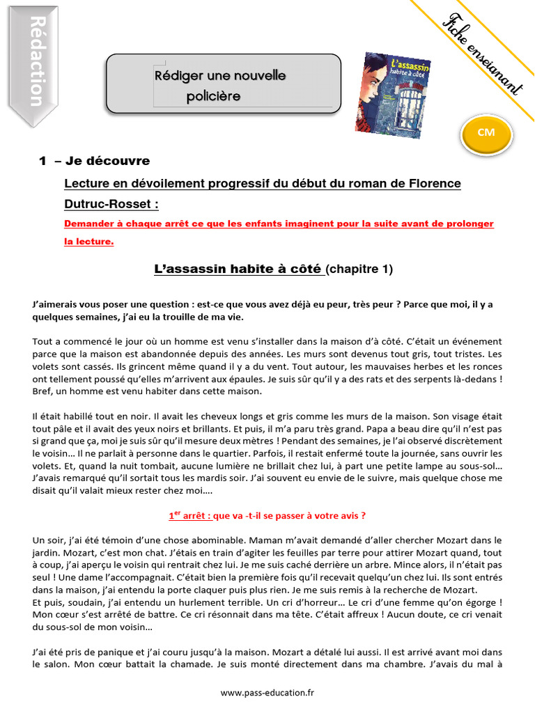 Texte À Lire - CM1 - CM2 - Production Décrit - Ecrire Un Récit Et ...