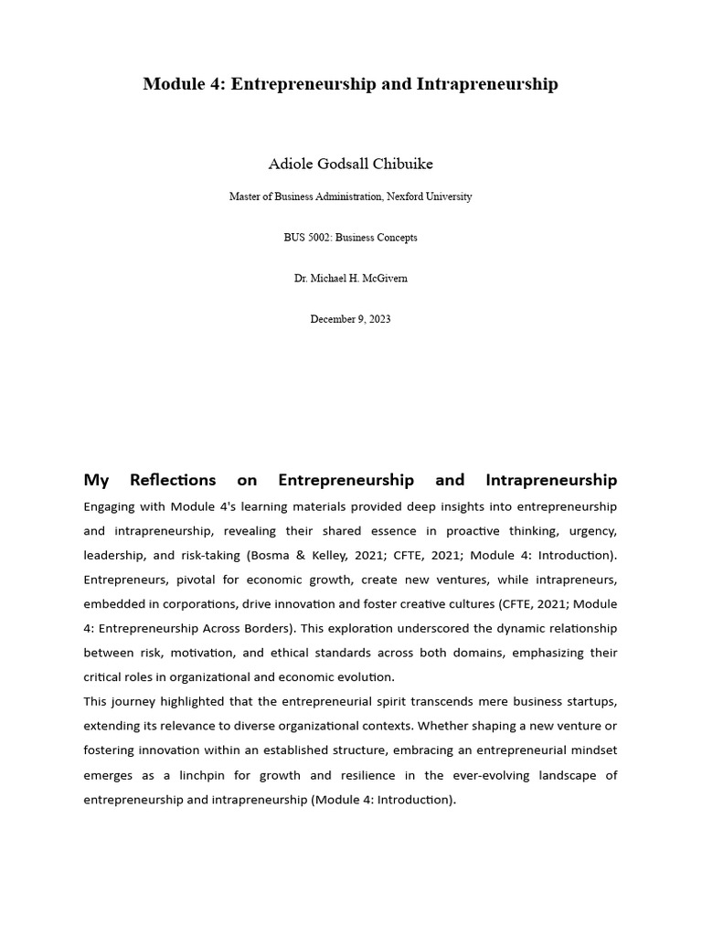 BUS5002 Module 4 Godsall Adiole | PDF | Entrepreneurship | Startup Company