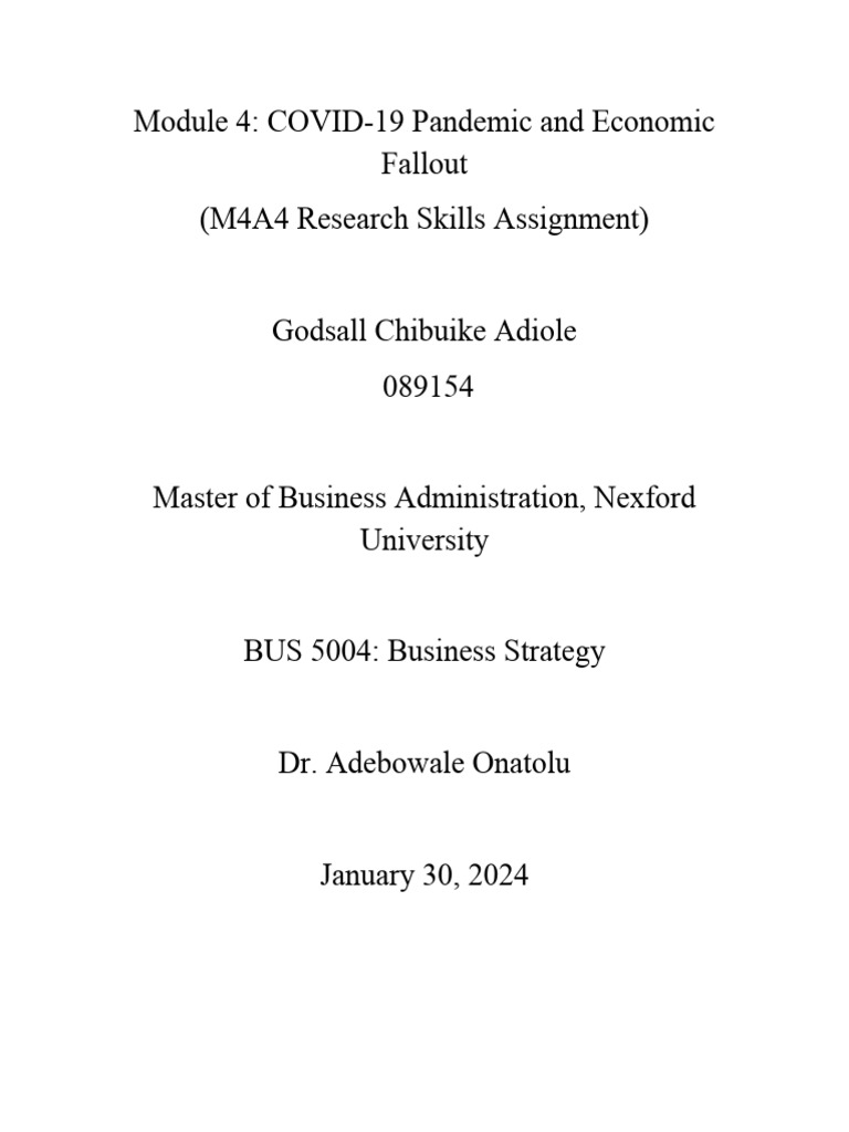 BUS 5004 MODULE 4 - M4A4 Research Skills Assignment | PDF | Pandemic | Public Health