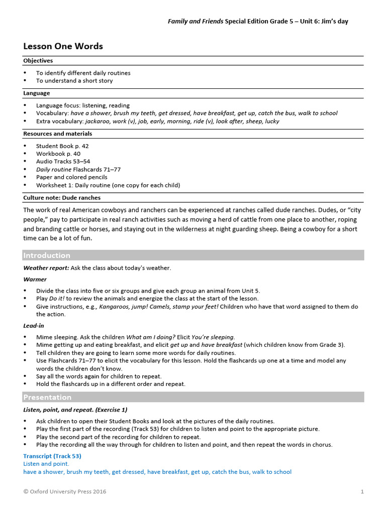 G5 Selective LessonPlan Unit6 | PDF