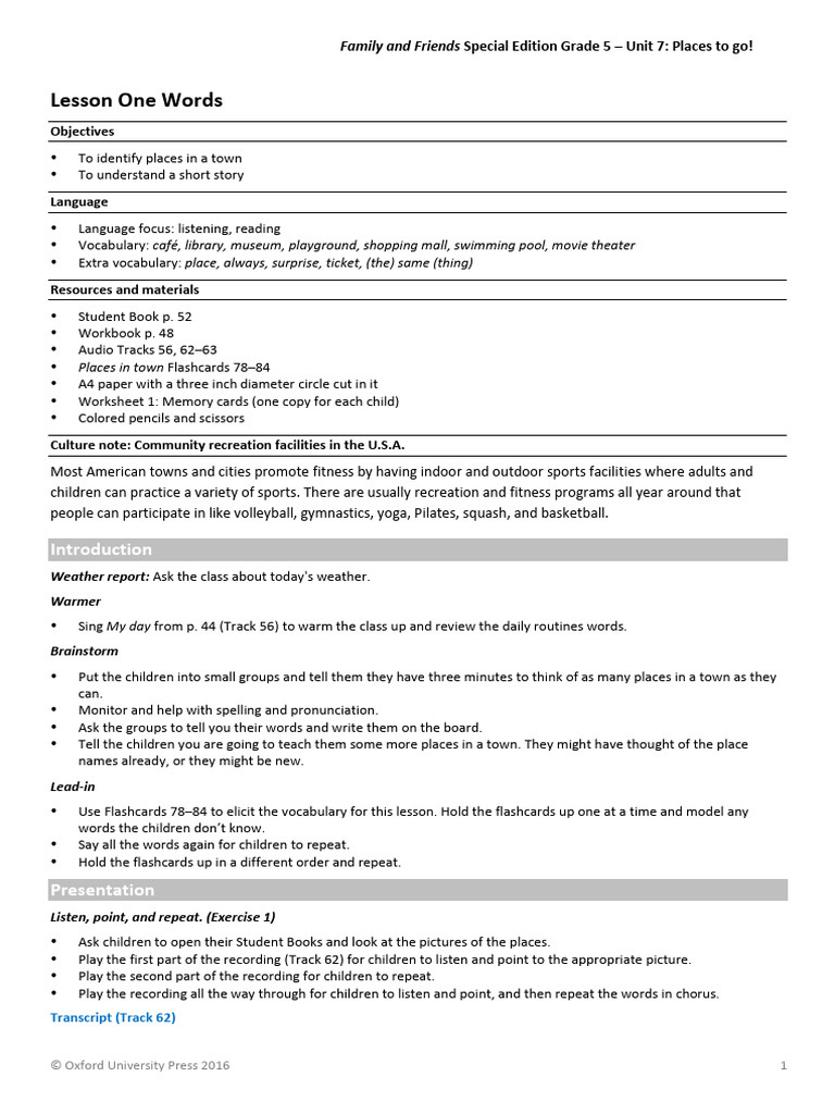 G5 Selective LessonPlan Unit7 | PDF | Phonics | Adjective