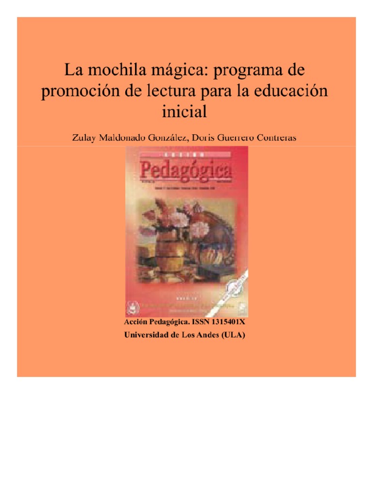 La Mochila Mágica - Programa de Promoción de Lectura para La Educación ...