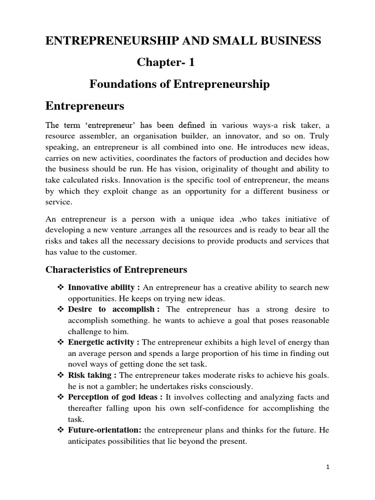 chapter 1 E&SB | PDF | Entrepreneurship | Labour Economics