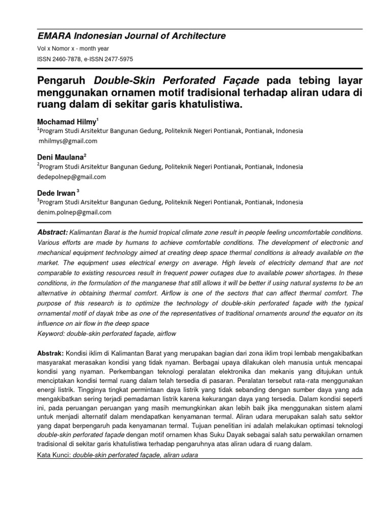 Double-Skin Skin Perforated Façade Terhadap Aliran Udara | PDF | Sains ...