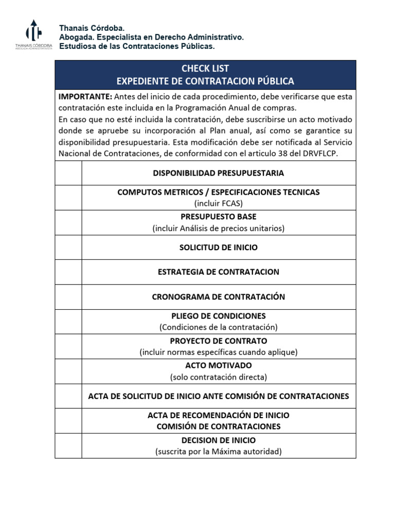 Check List Expediente Contratacion Publica | PDF | Gobierno