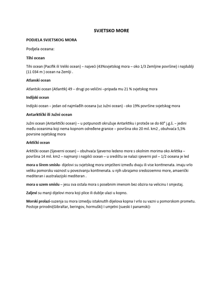 Svjetsko More | PDF
