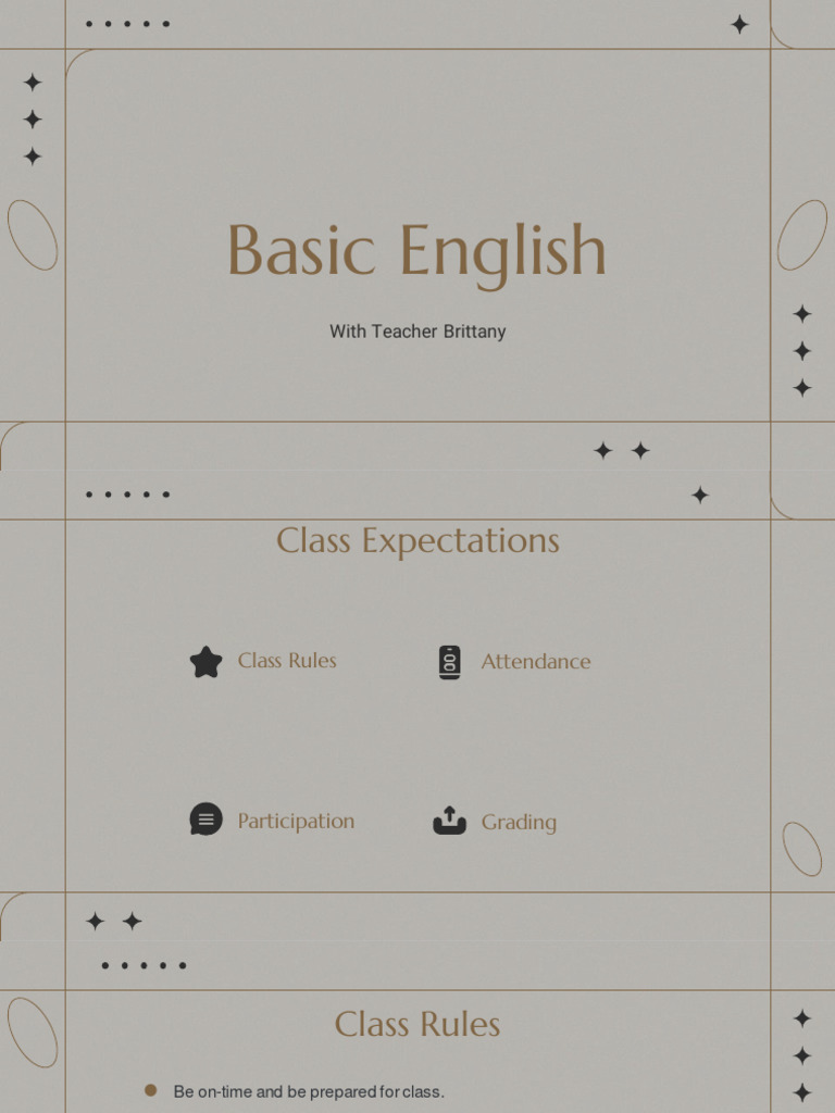 Basic English Class Rules and Expectations | PDF